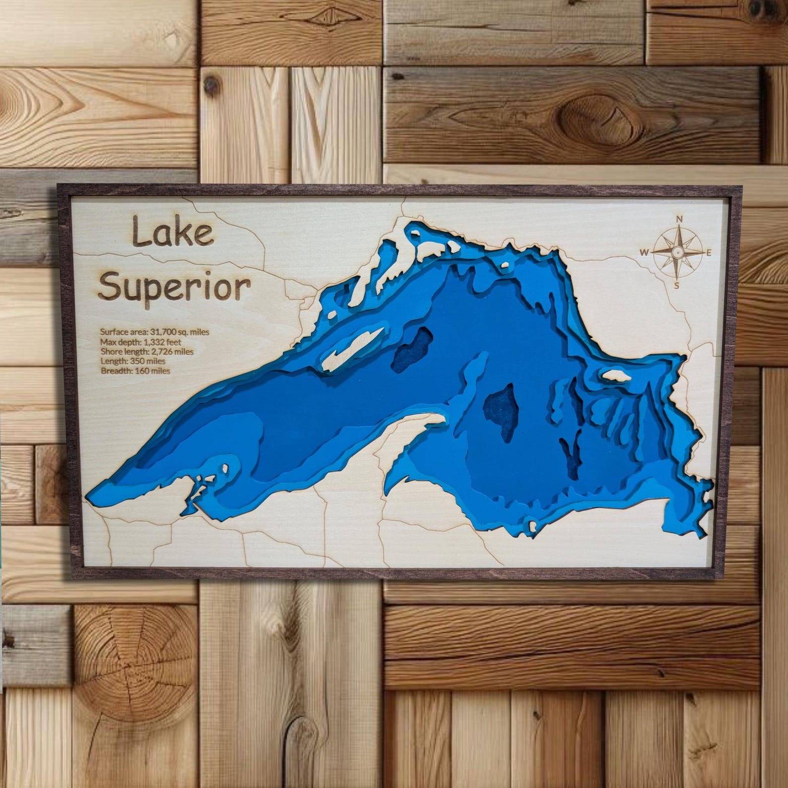 Laser Cut Lake Superior Map | Bathymetric SVG File (digital Download ...