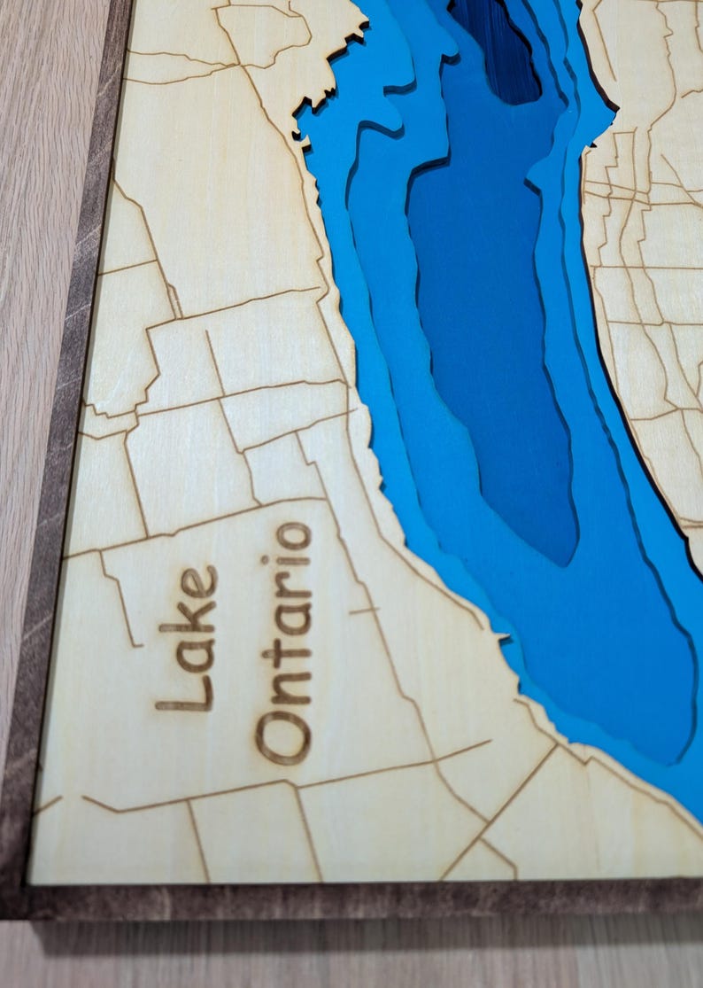 Laser Cut Lake Ontario Map | Bathymetric Engraving (digital Download ...