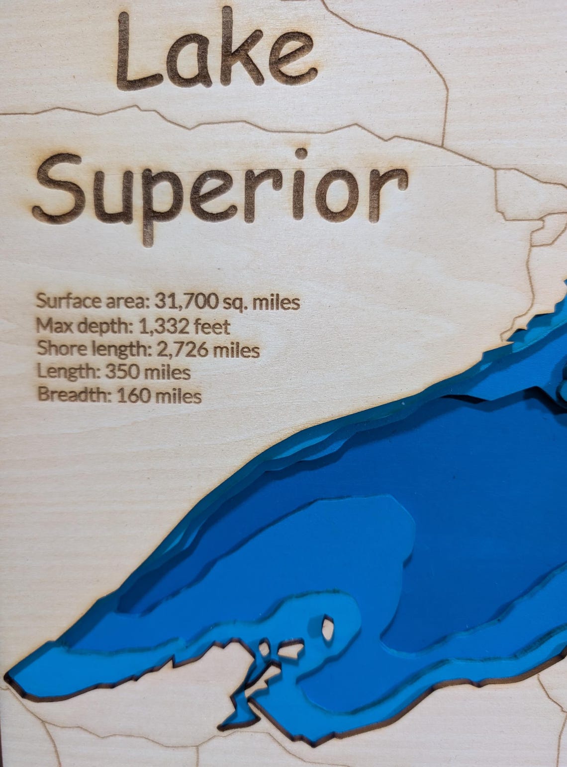 Laser Cut Lake Superior Map | Bathymetric SVG File (digital Download ...