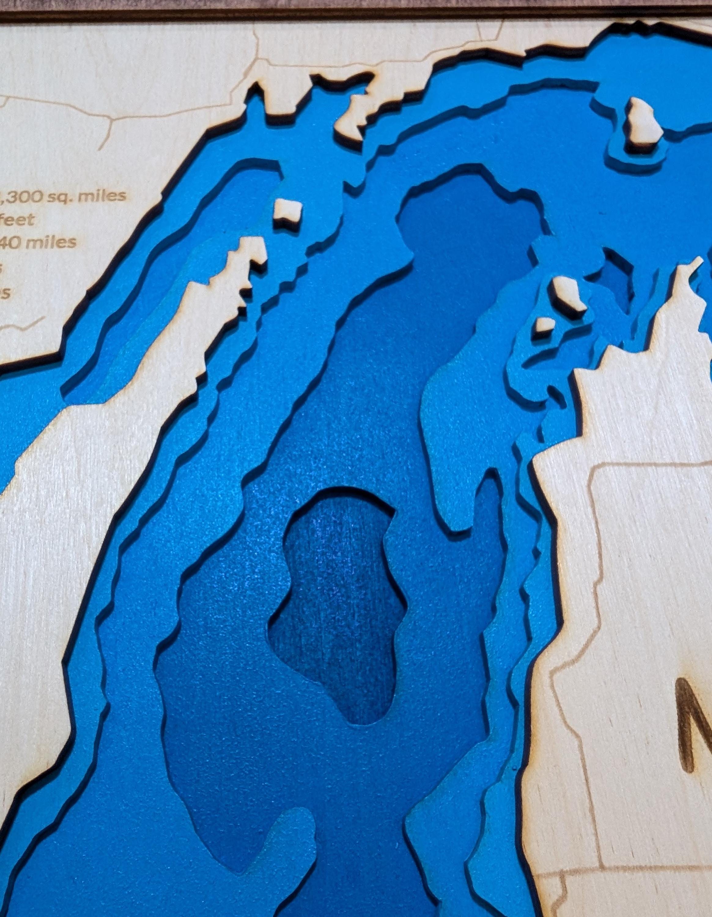 Laser Cut Map | Laser Engraver | Lake Michigan | Bathymetric Map ...