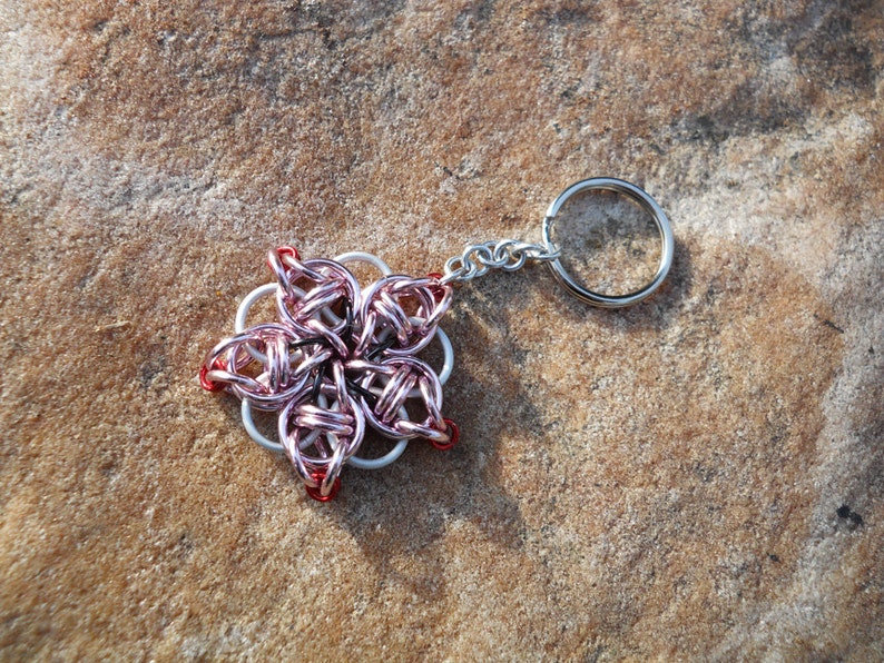Sakura-inspired Chainmail Flower Keychain - Etsy