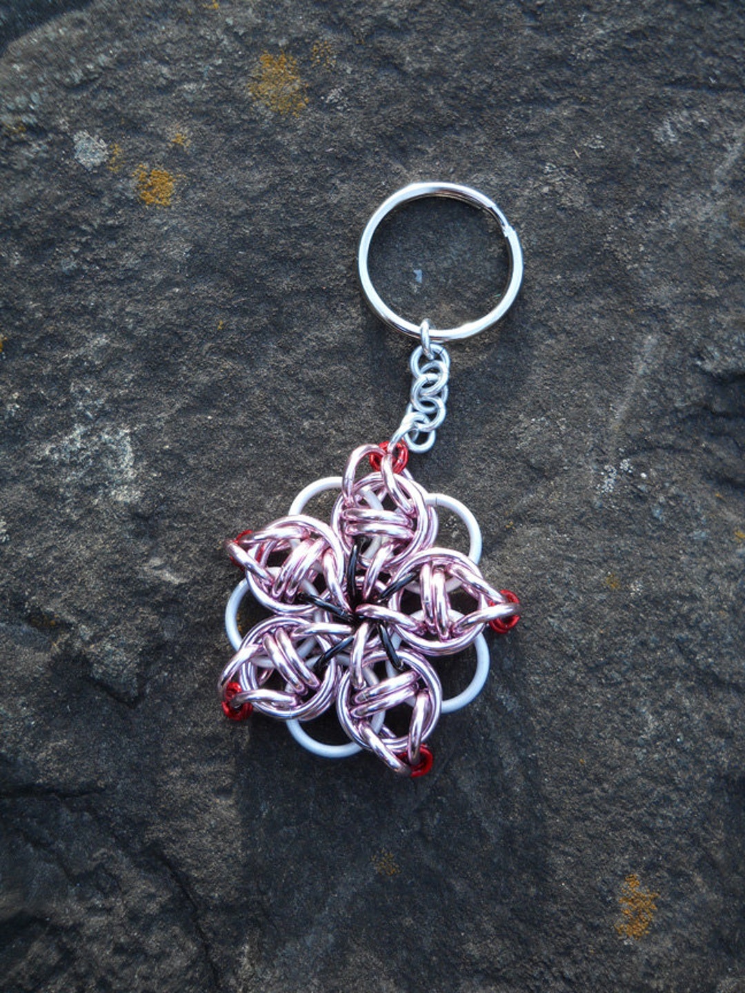 Sakura-inspired Chainmail Flower Keychain - Etsy