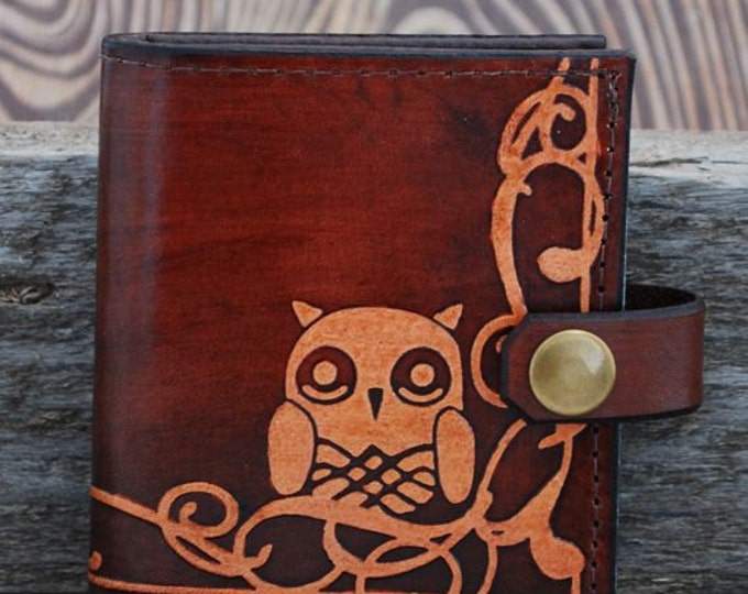 Small Leather Embossed Owl Wallet - Etsy