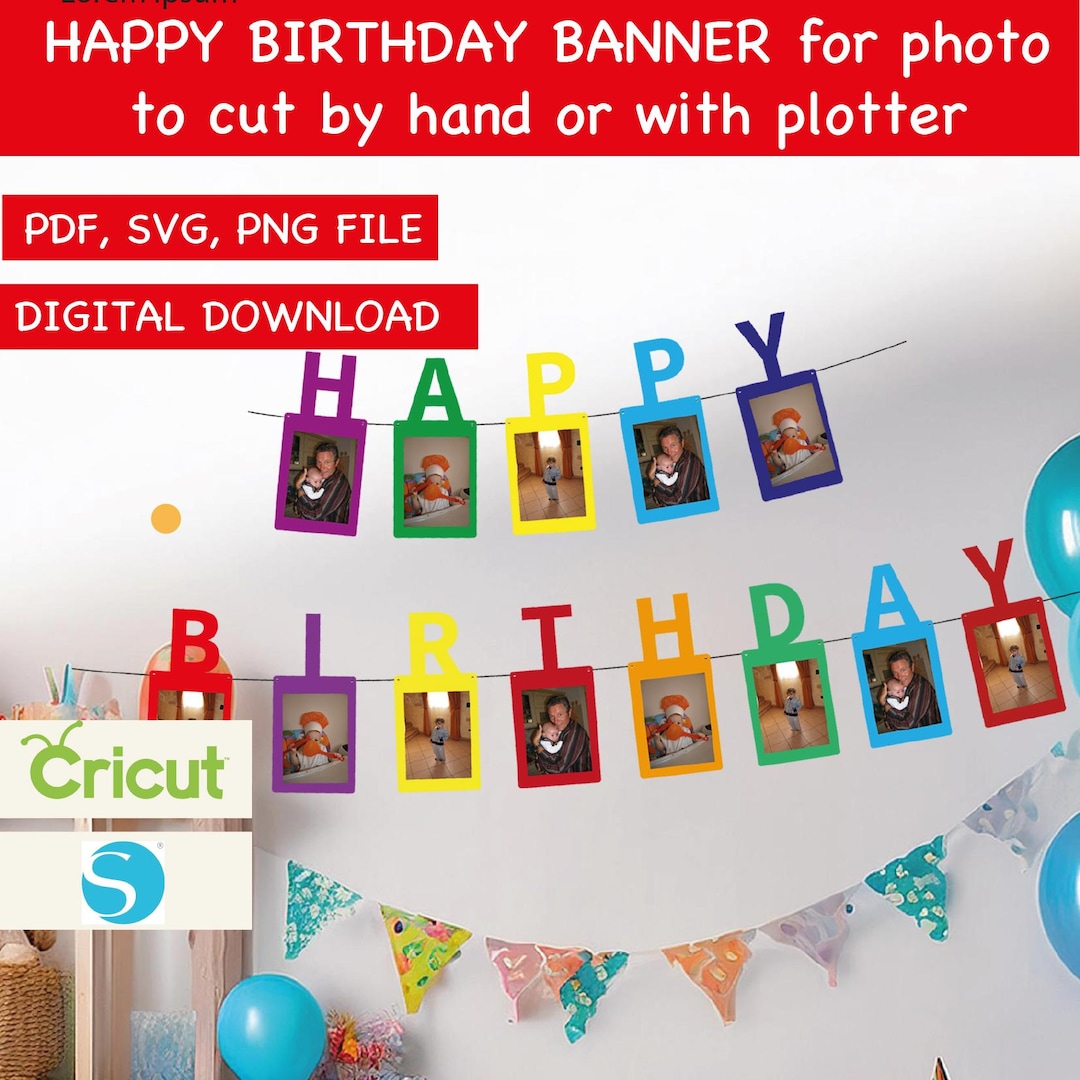 Happy Birthday Banner Garland (cut by Hand or With Plotter) - Etsy