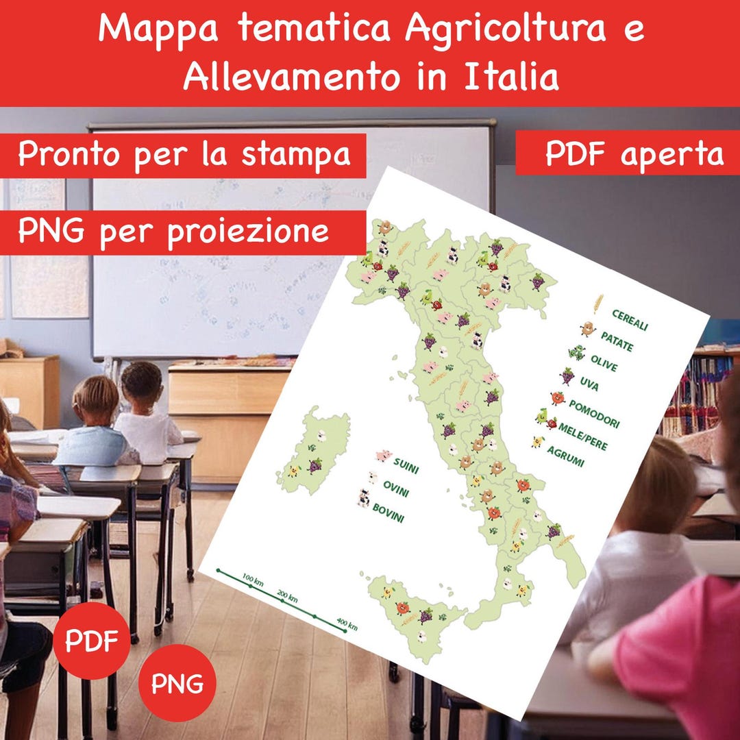 Thematic Map Agriculture and Livestock Italy - Etsy