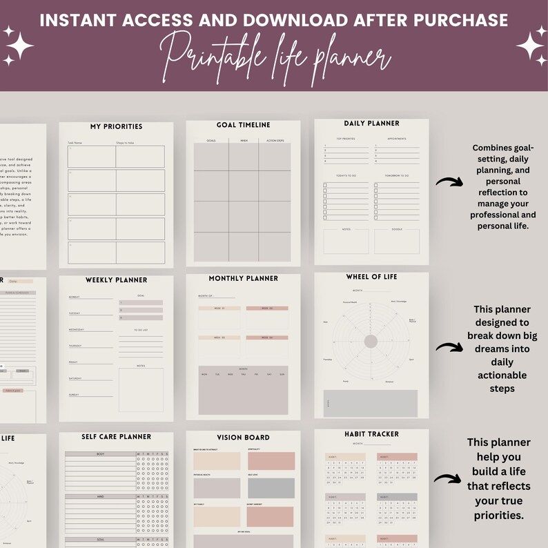 Life Goal Planner, Life Planner, Goal Setting Planner, Productivity ...