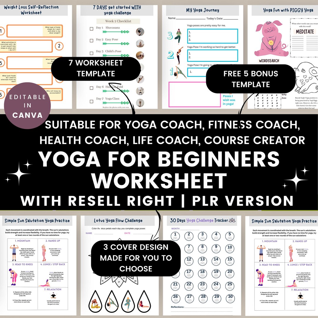 DFY Brandable Yoga Worksheet, PRL Yoga Guide Template, Yoga Pose, Yoga ...