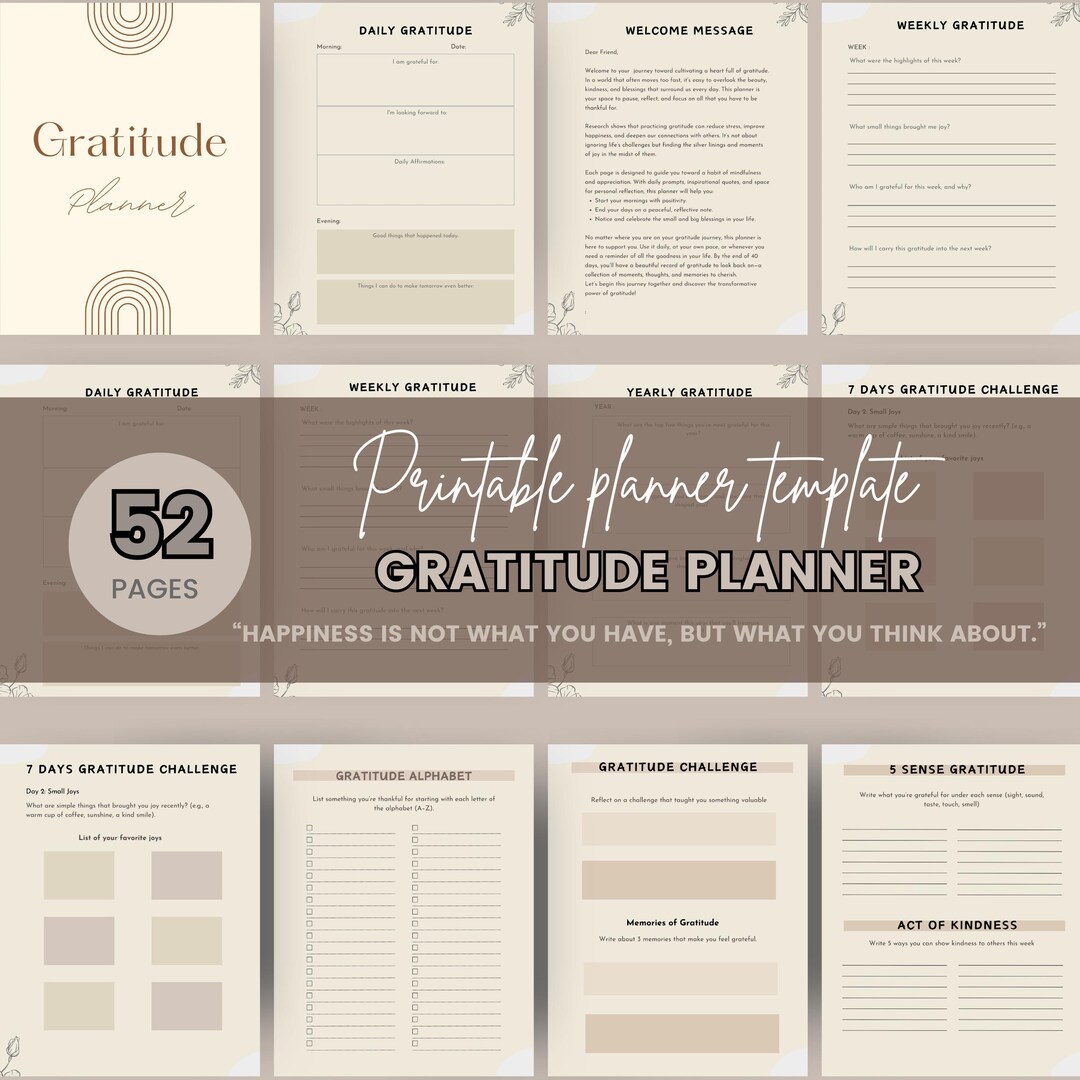 Printable Gratitude Planner, Gratitude Journal, Mindfulness Journal ...
