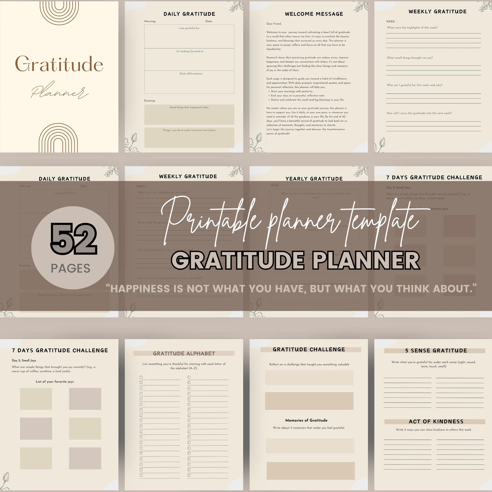 Printable Gratitude Planner, Gratitude Journal, Mindfulness Journal ...