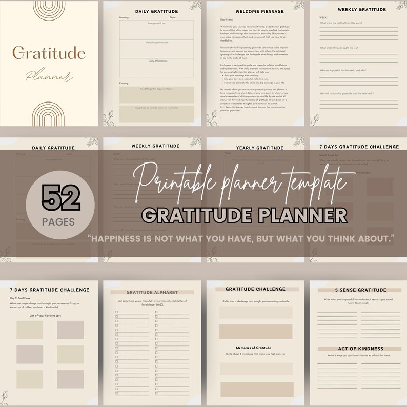Printable Gratitude Planner, Gratitude Journal, Mindfulness Journal ...