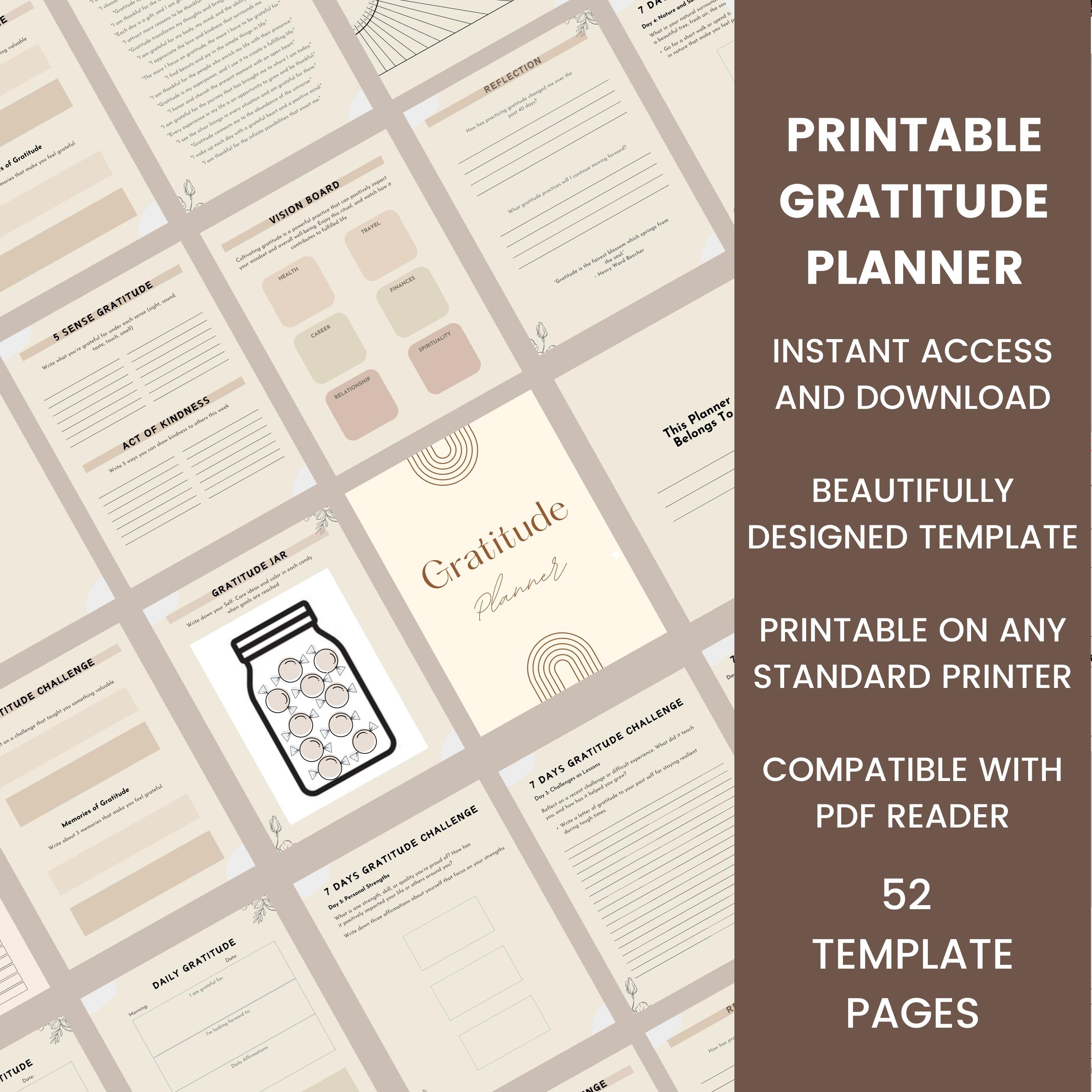 Printable Gratitude Planner, Gratitude Journal, Mindfulness Journal ...