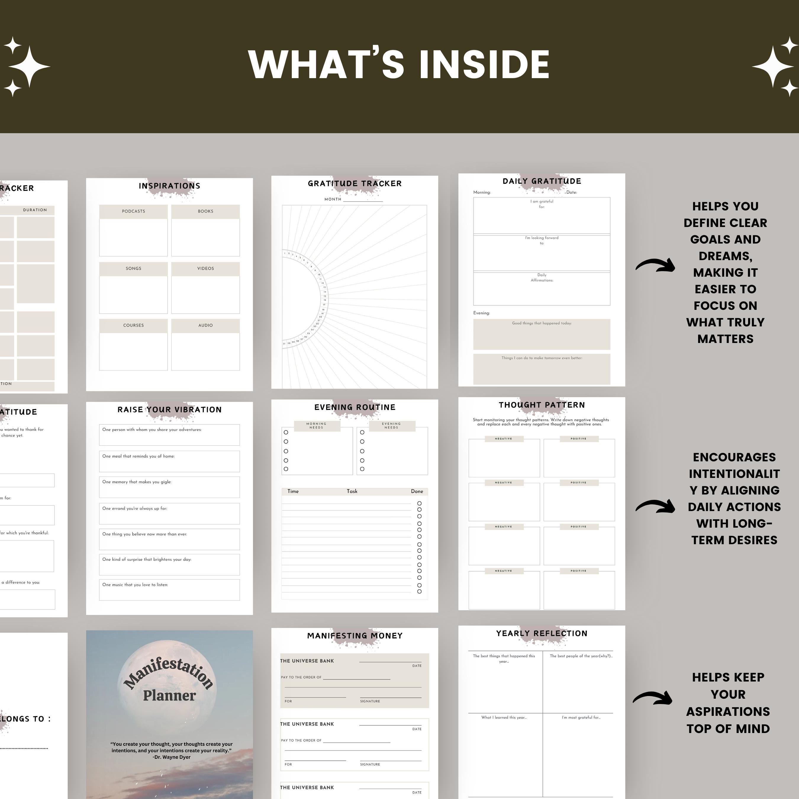 Printable Manifestation Planner, Daily Affirmation Planner, Gratitude ...