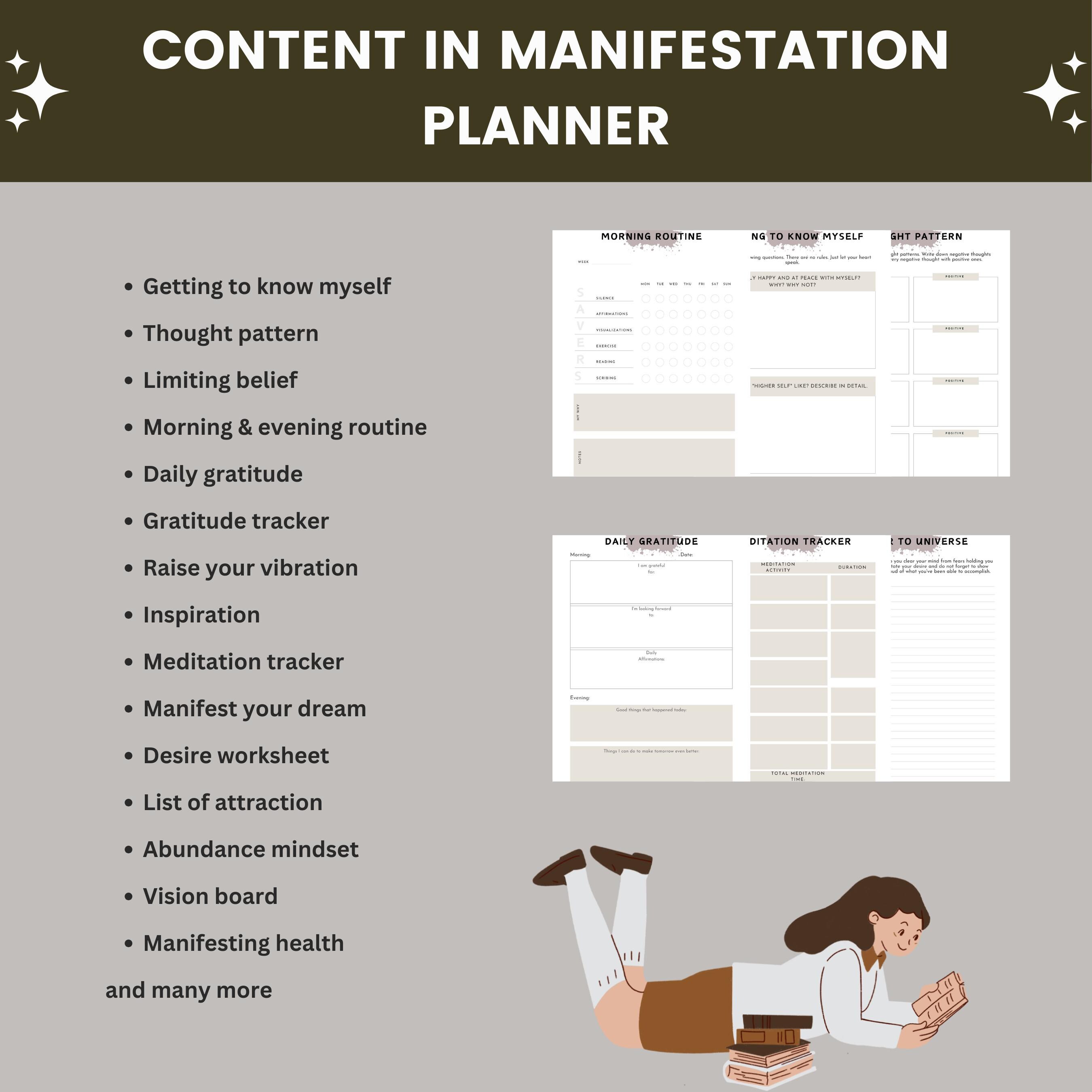 Printable Manifestation Planner, Daily Affirmation Planner, Gratitude ...