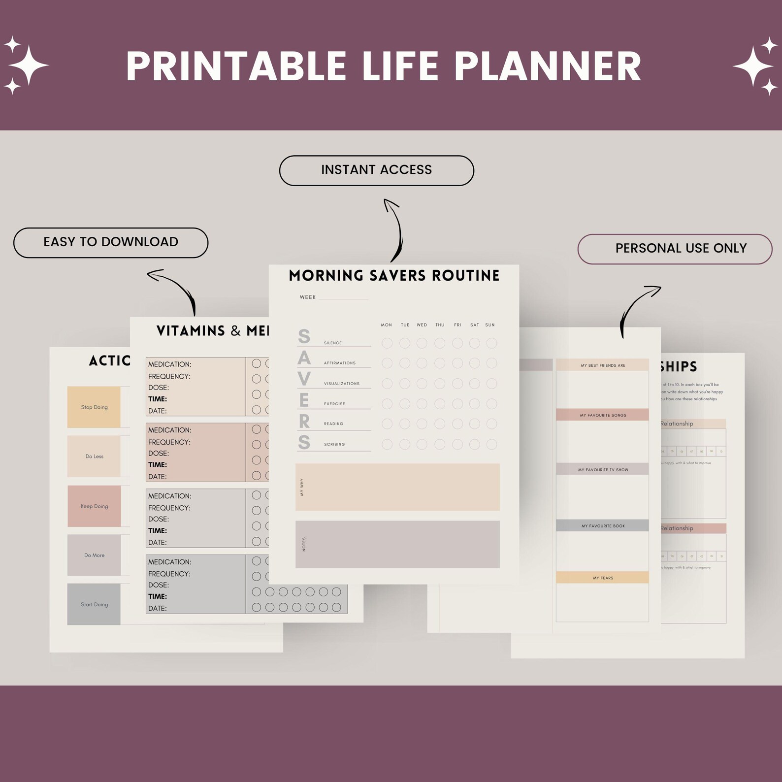 Life Goal Planner, Life Planner, Goal Setting Planner, Productivity ...