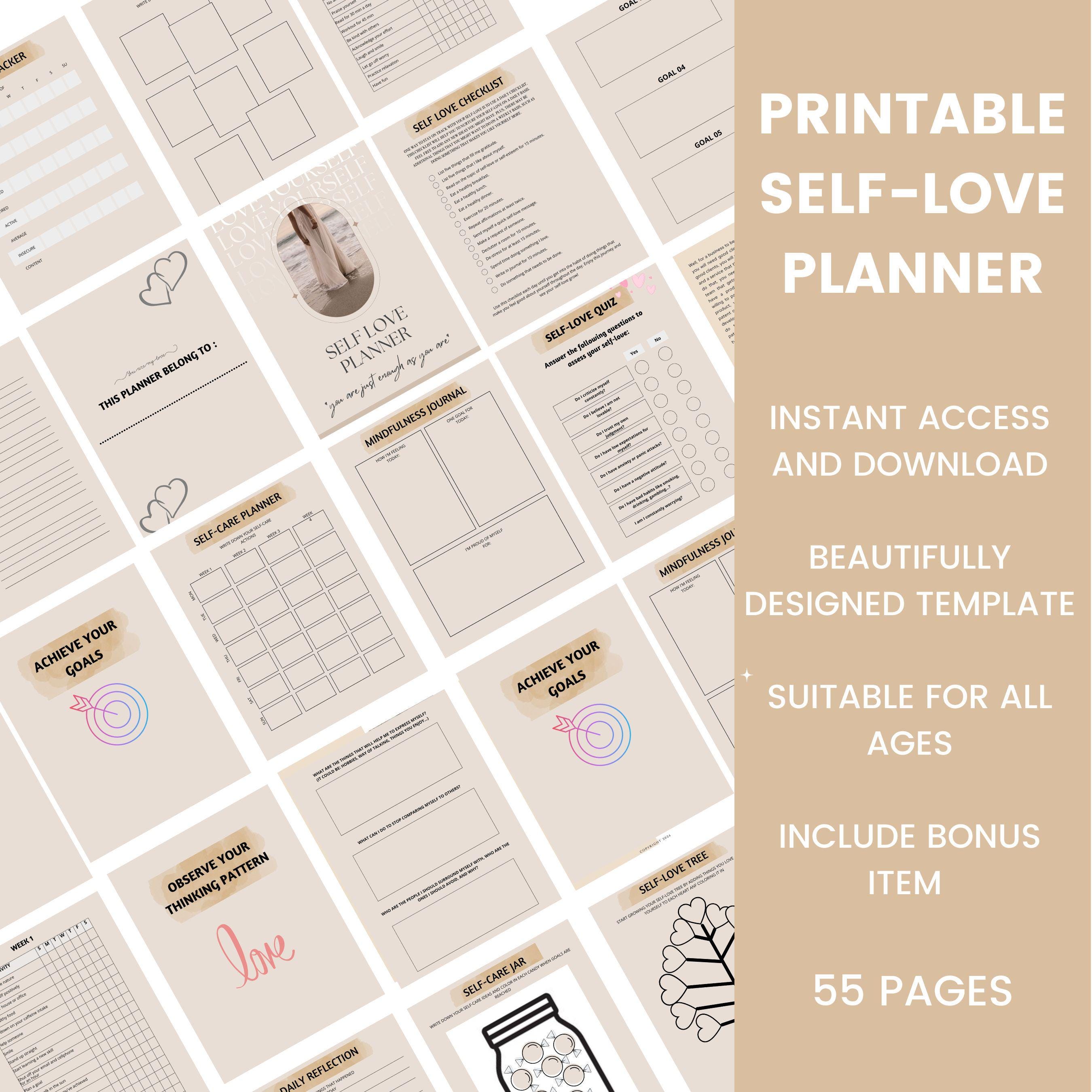 Self-love Planner, Self-love Worksheet, Mental Health Worksheet ...