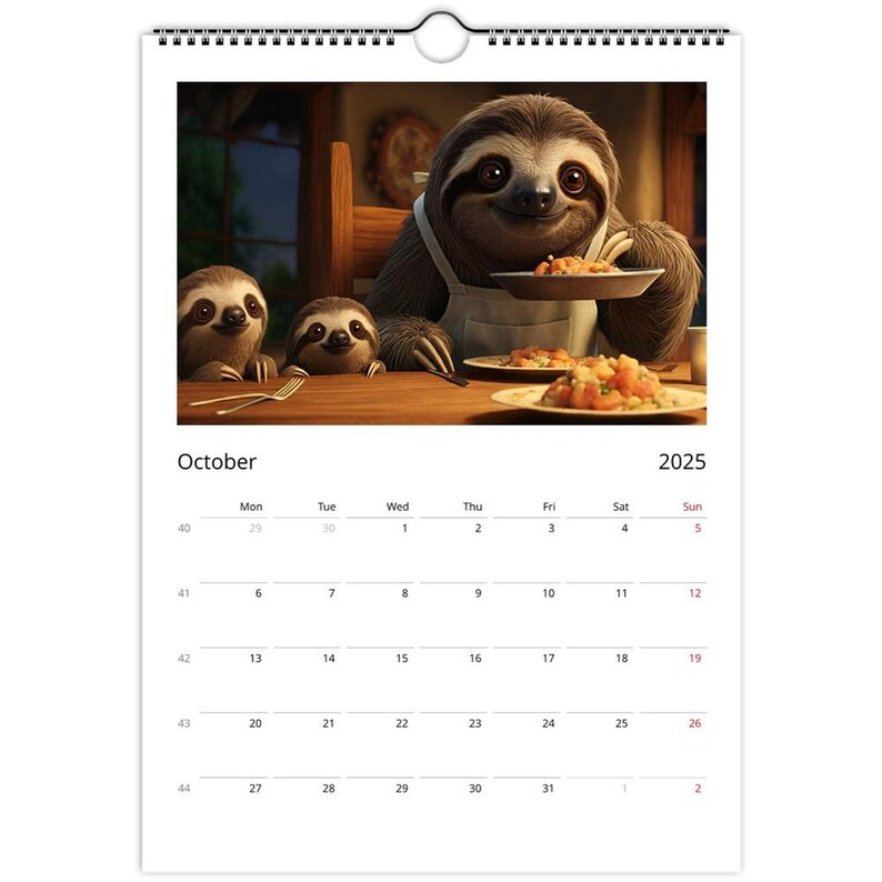 Sloth Calendar 2025 Daily Activities - Etsy