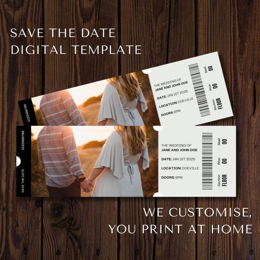 Personalized Concert Ticket Printable – Custom Save the Date Invitation ...