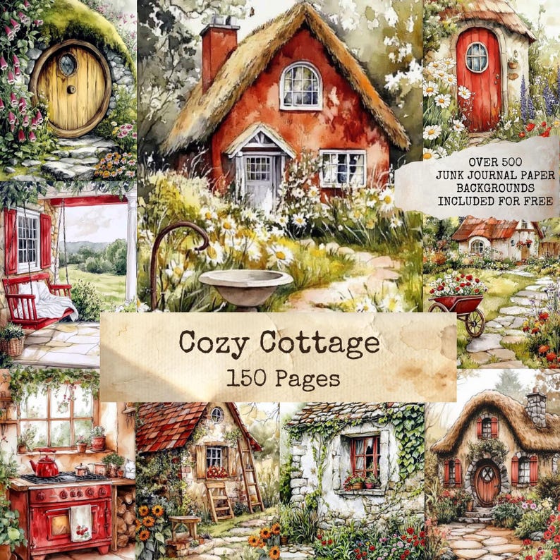 Cozy Cottage Junk Journal Pages, Quaint Cottagecore Aesthetic, Vintage ...
