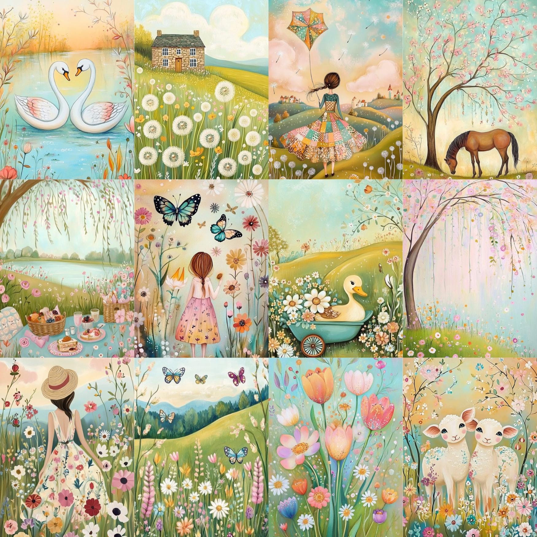 Whimsical Spring Junk Journal Pages, Cottagecore Spring Printable ...