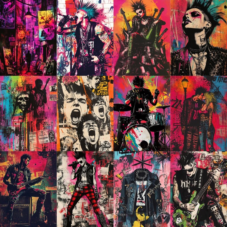 Punk Rock Junk Journal Pages, Rebel Collage Art, Zine Style Graphics ...