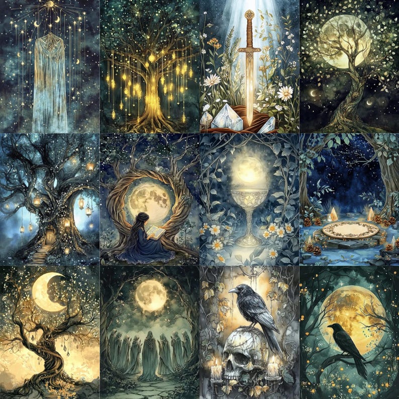 Moonlight Pagan Junk Journal Pages, Witch Printable, Mystic Moon ...