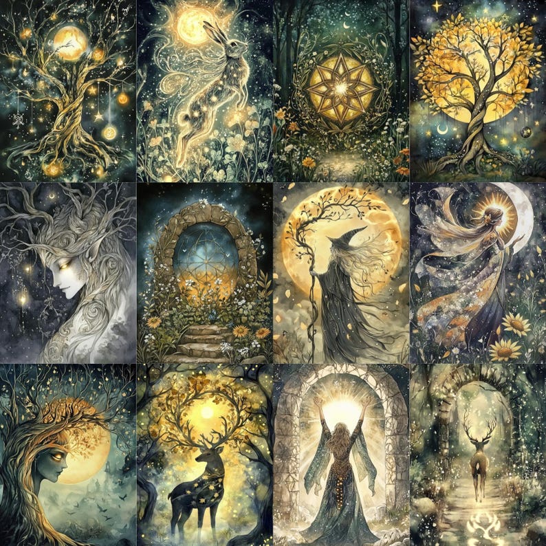 Moonlight Pagan Junk Journal Pages, Witch Printable, Mystic Moon ...