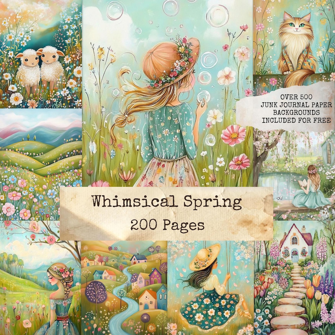 Whimsical Spring Junk Journal Pages, Cottagecore Spring Printable ...