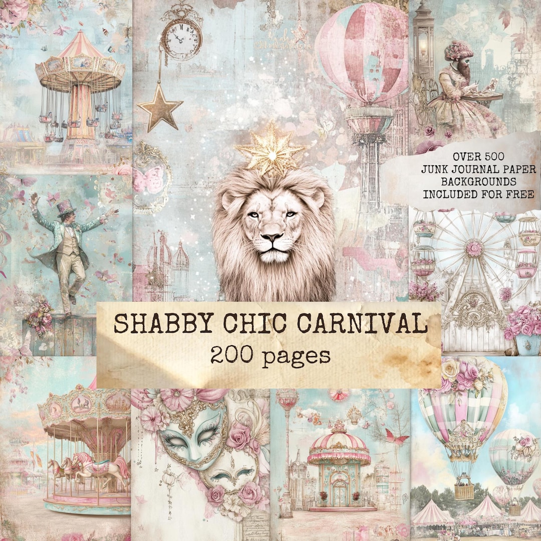 Shabby Chic Carnival Junk Journal Pages, Vintage Circus Pastel ...
