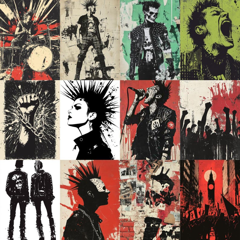 Punk Rock Junk Journal Pages, Rebel Collage Art, Zine Style Graphics ...