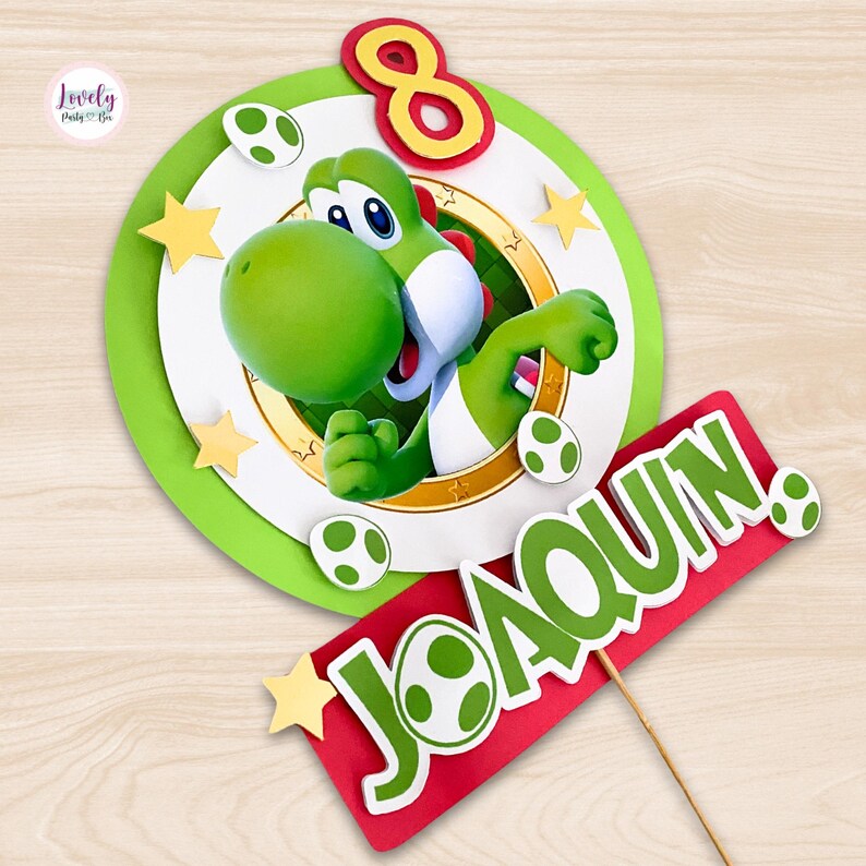 Yoshi Custom Cake Topper - 3D Layered Birthday Cake Decoration ...