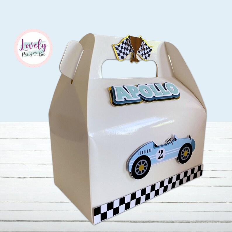 Personalized Two Fast Gable Box for 2nd Birthday | Vintage Race Car ...
