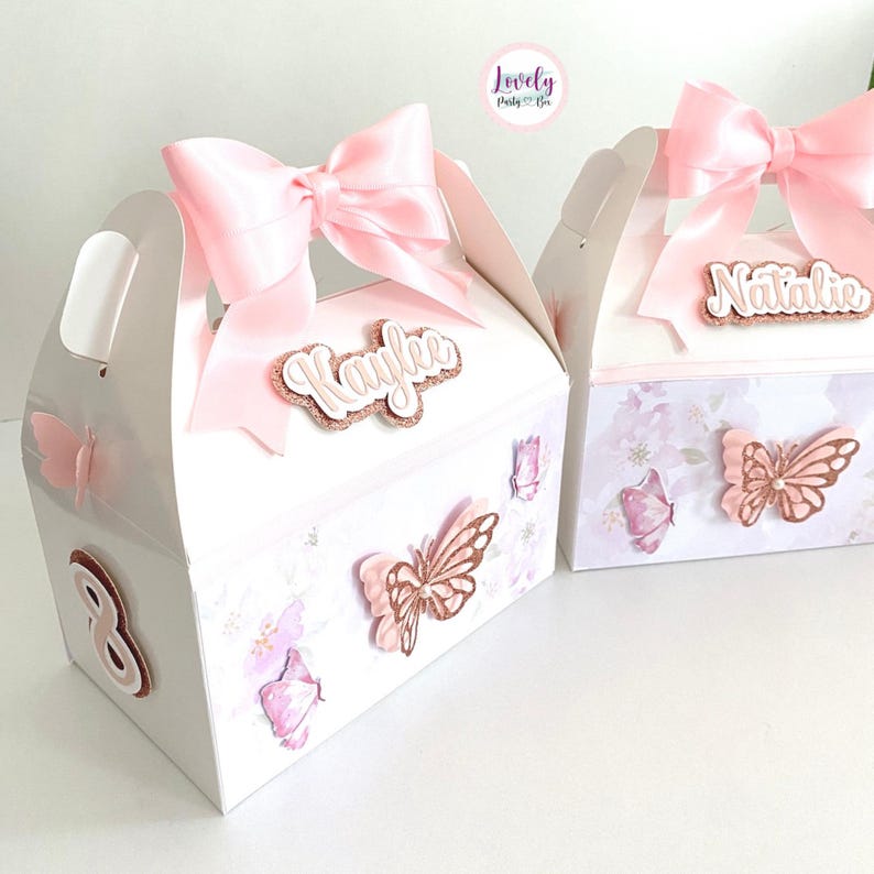 Custom Butterfly Gable Box - Handmade Party Favor Box With Name and ...