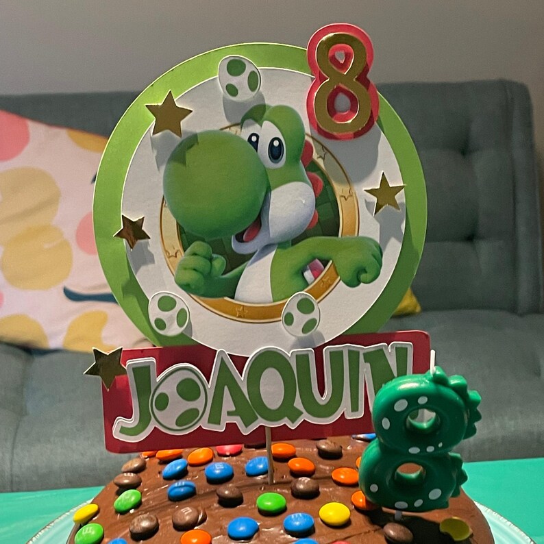 Yoshi Custom Cake Topper - 3D Layered Birthday Cake Decoration ...