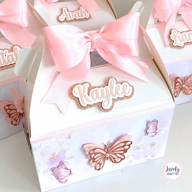 Custom Butterfly Gable Box - Handmade Party Favor Box With Name and ...
