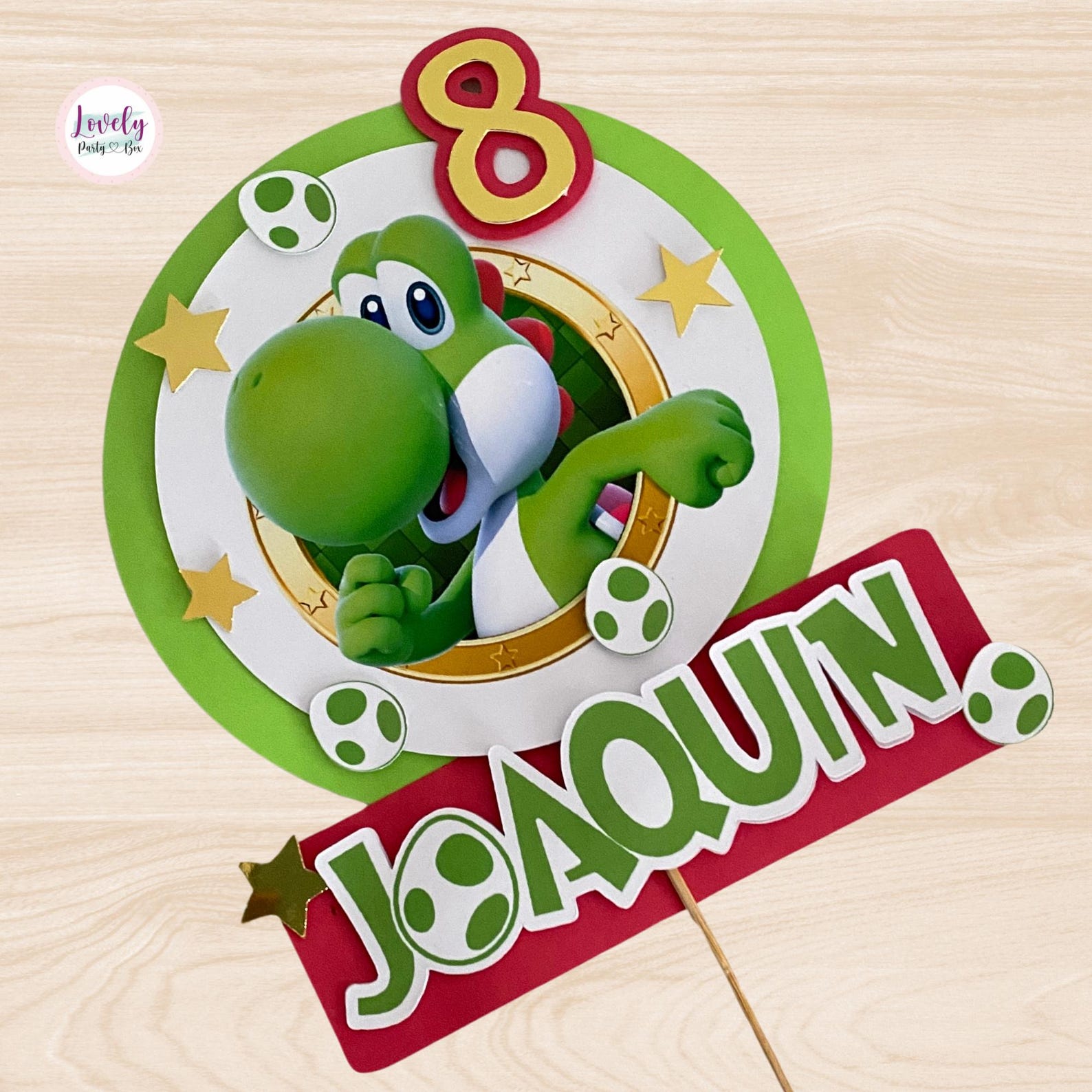 Yoshi Custom Cake Topper - 3D Layered Birthday Cake Decoration ...
