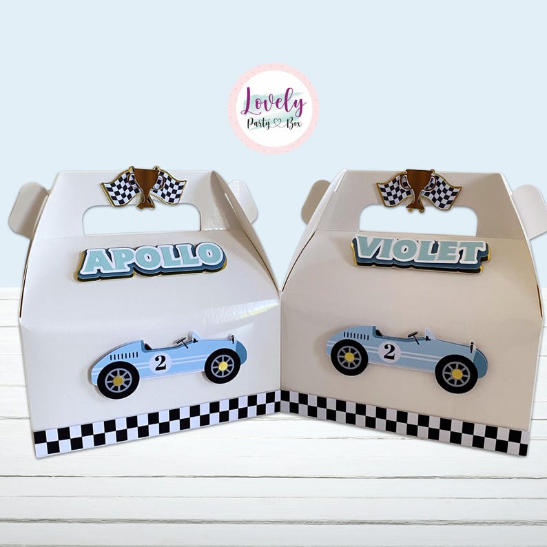 Personalized Two Fast Gable Box for 2nd Birthday | Vintage Race Car ...