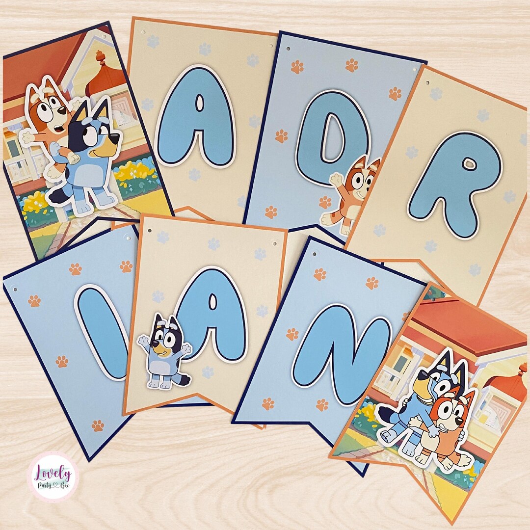 Custom Bluey and Bingo Banner - 3D Layered Birthday Decoration ...
