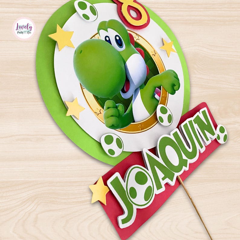 Yoshi Custom Cake Topper - 3D Layered Birthday Cake Decoration ...