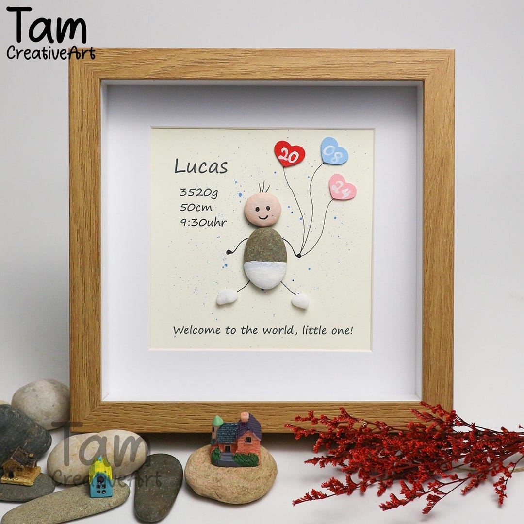Personalized New Baby Pebble Art, Family Pebble Art, New Baby Gift ...
