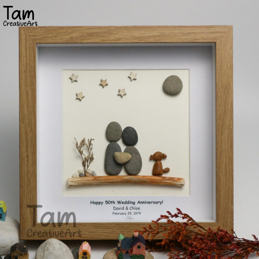 Personalized Anniversary Pebble Art, 50th Anniversary Pebble Art, Gift ...