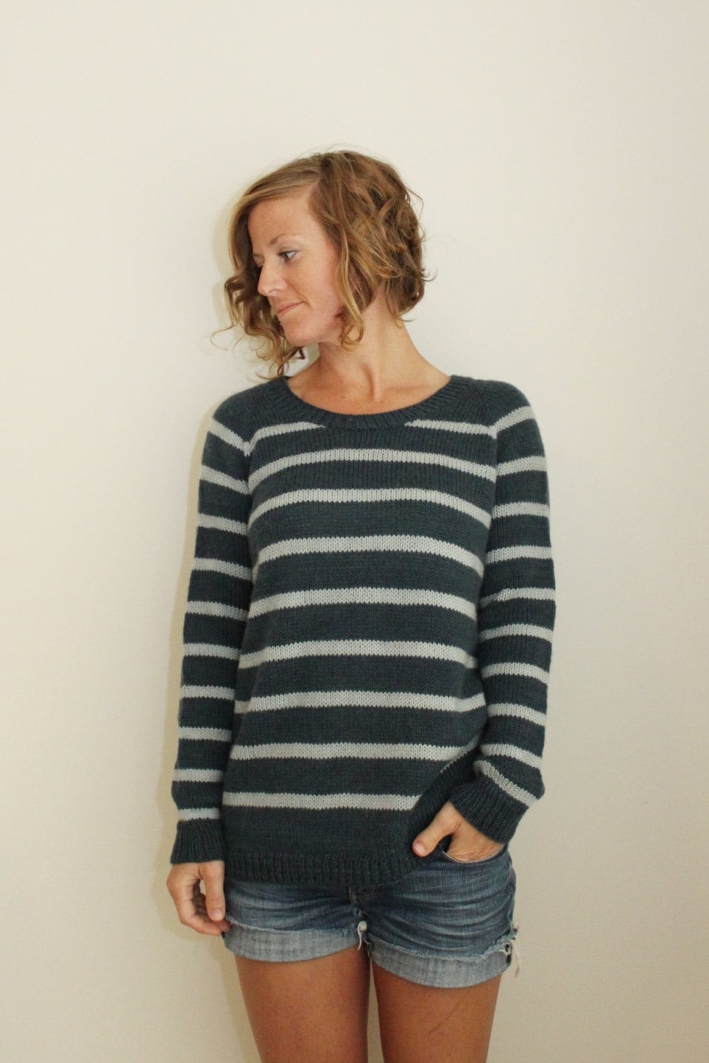 KNITTING PATTERN — Knit Top Down Striped Dk Sweater / Clarke Pullover ...