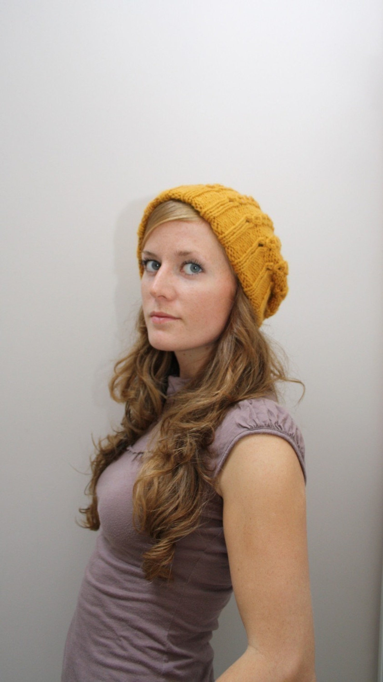 KNITTING PATTERN Eyelet Mock Cable Toque With Double Brim / - Etsy