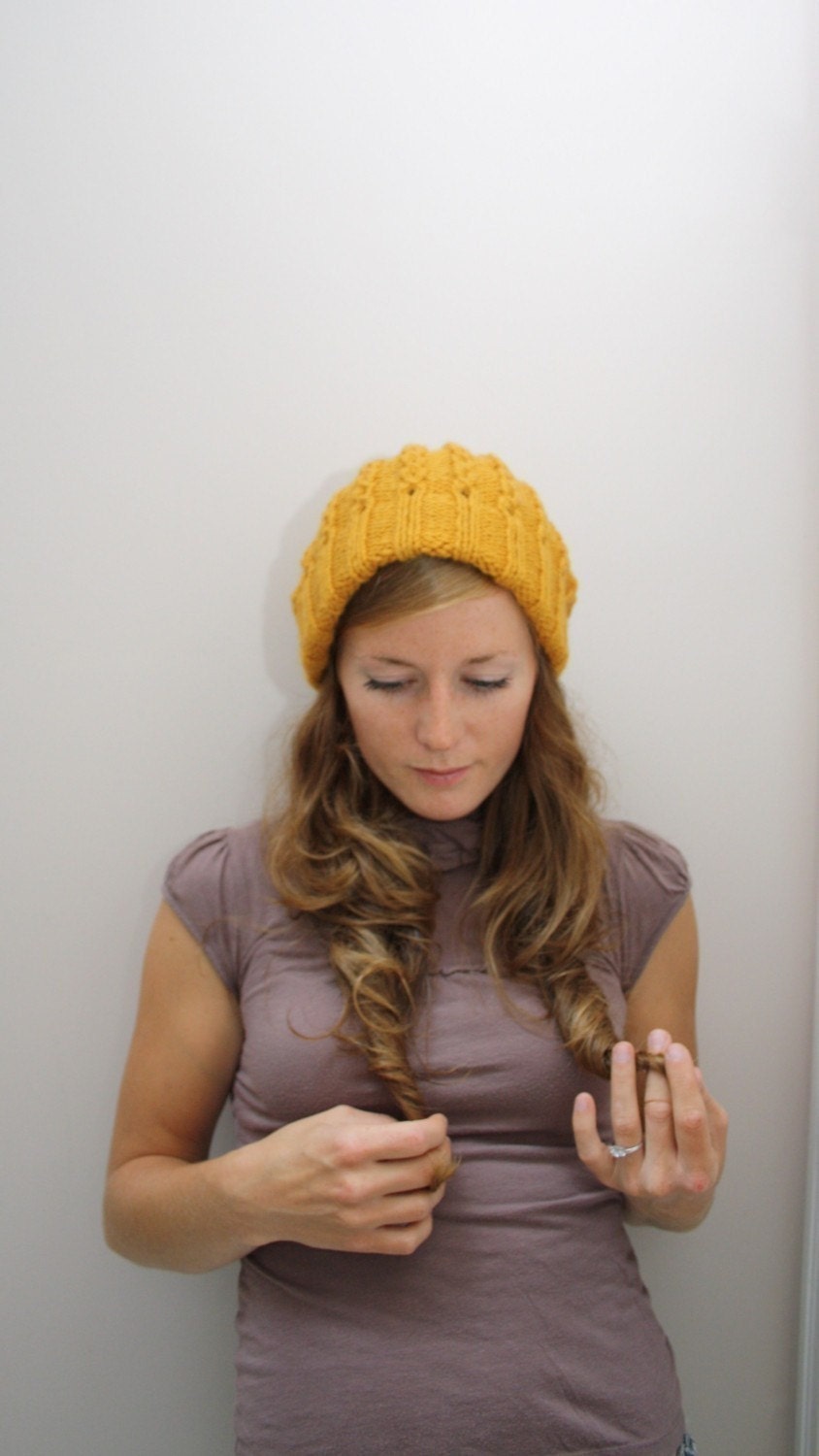 KNITTING PATTERN Eyelet Mock Cable Toque With Double Brim / - Etsy