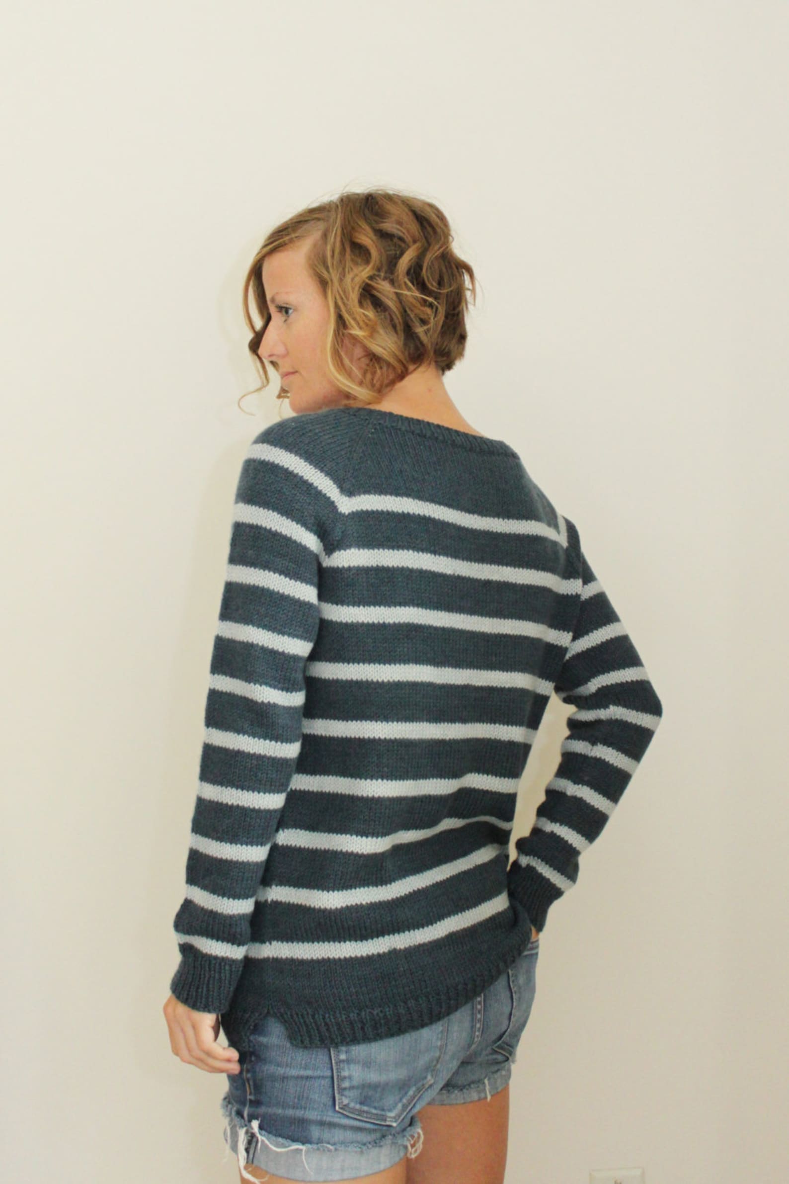 KNITTING PATTERN — Knit Top Down Striped Dk Sweater / Clarke Pullover ...