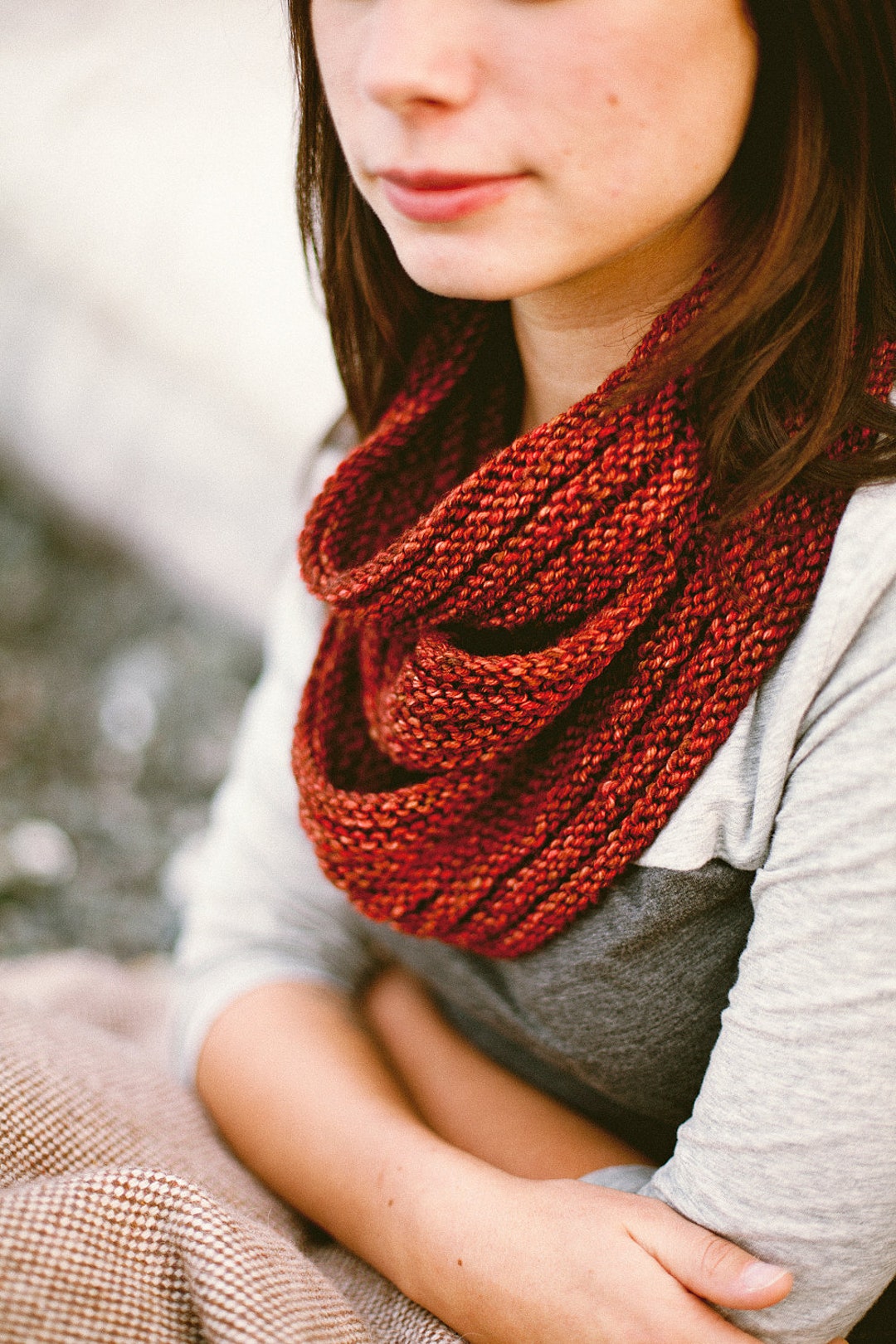 KNITTING PATTERN — Tiered Horizontal Ribbing Welted Circular Scarf ...