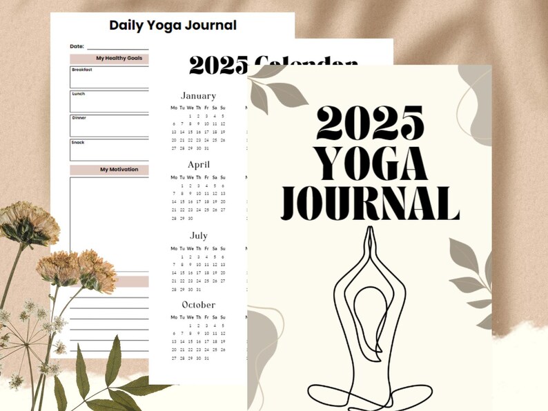 2025 Yoga Journal Customizable Yoga and Meditation Tracker Editable ...