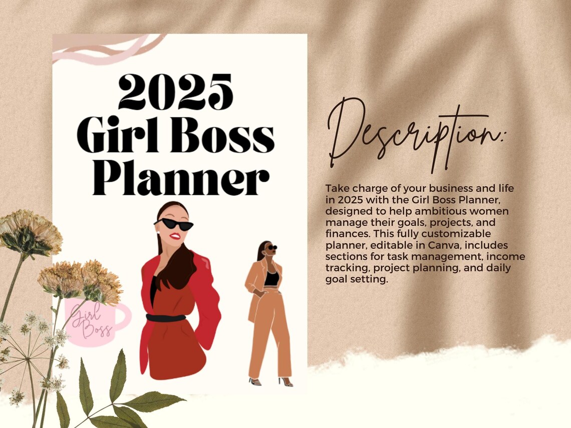2025 Girl Boss Planner Customizable Canva Business and Goal Planner ...