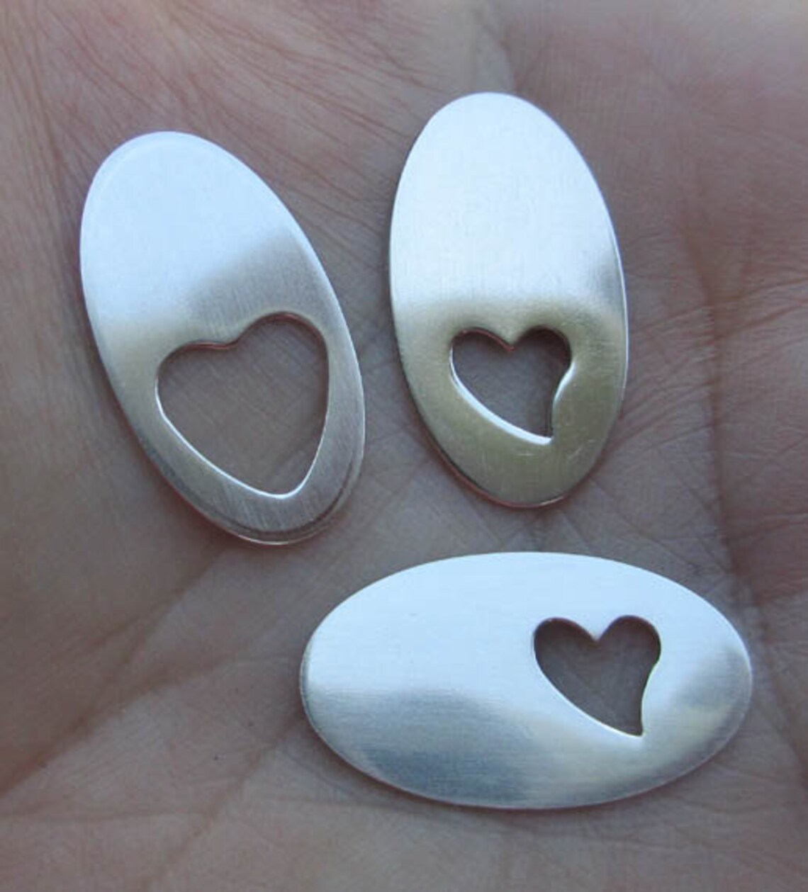 Sterling Silver Oval Disc With Heart Cut Out or Design - Etsy