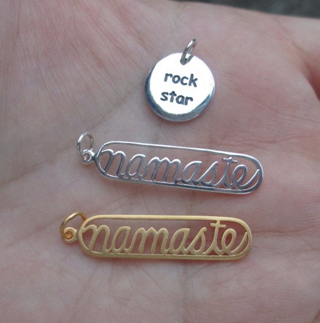 Sterling Silver, Gold Plated Namaste Charm, or Rock Star Charm(one ...