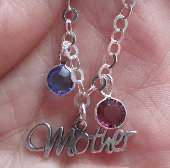 Sterling Silver Mother Charmone Charmwith Two Crystal Drops | Etsy